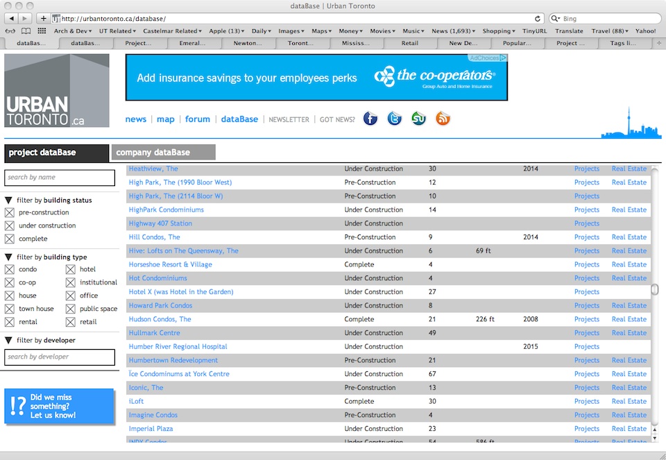 UrbanToronto 2.013: The Project dataBase | UrbanToronto
