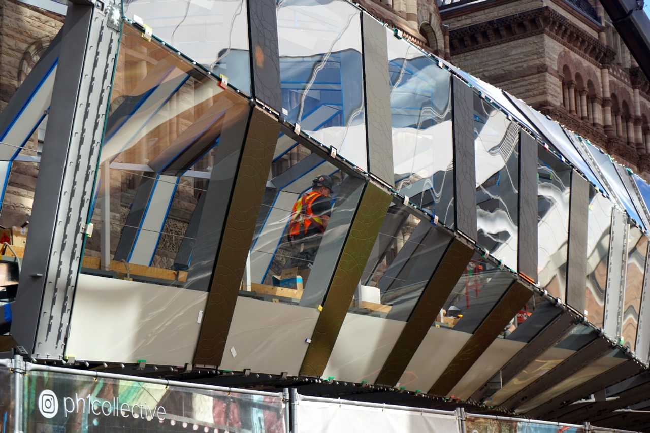 Etched Bronze Now Visible On New Eaton Centre Bridge | UrbanToronto