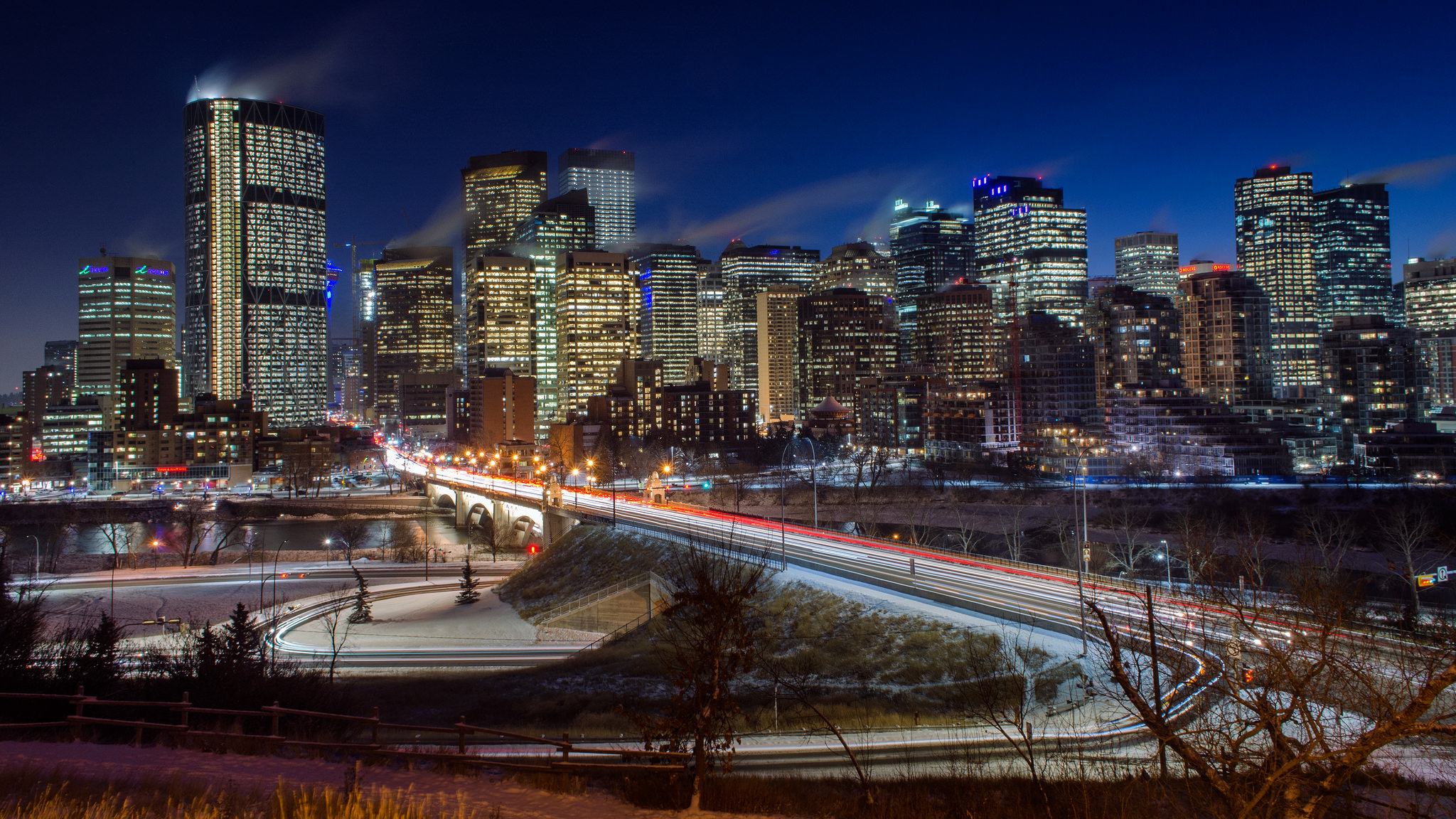 Centre Street Light Trail | SkyriseCalgary